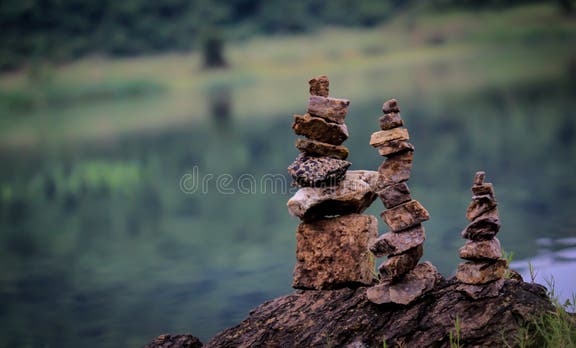 3 Stone pyramid stock photo. Image of river, little - 100276002