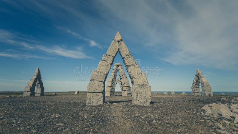 Stone Pyramids of the Arctic Circle on Iceland. Stock Image - Image of ...