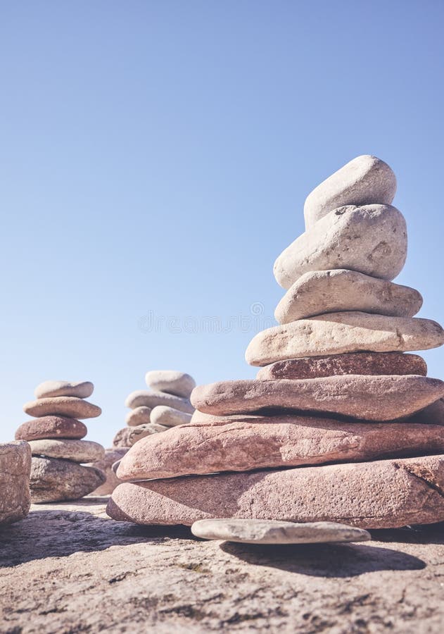 Stone Pyramids, Balance and Harmony Concept Stock Photo - Image of ...