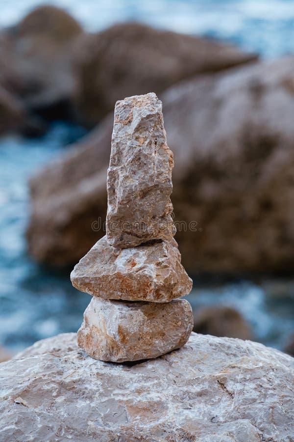 Stone Pyramids on the Beach Stock Image - Image of tranquil, concept ...