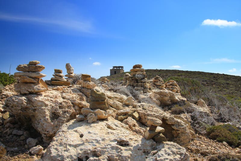 Stone Pyramids on a Hill. Greece.Landscape Stock Photo - Image of rock ...