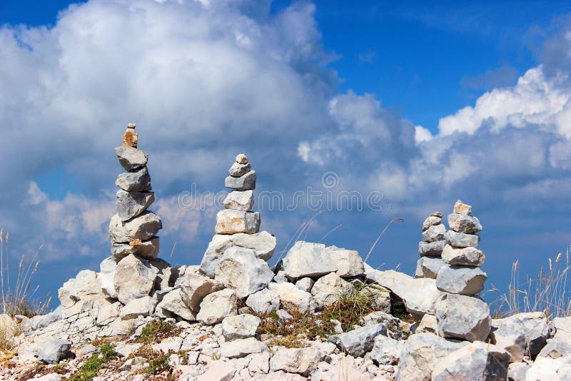 Stone Pyramids in the Mountains Stock Image - Image of landmark, alps ...