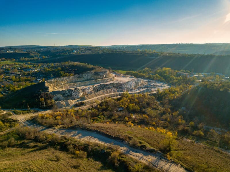 Stone Quarry Aerial stock image. Image of loader, machinery - 227580565