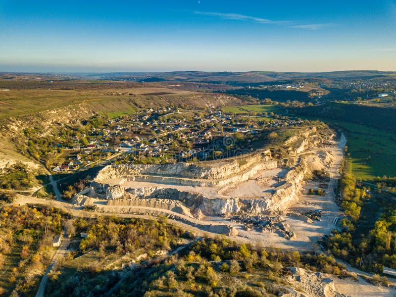 Stone Quarry Aerial. stock photo. Image of geology, conveyor - 244761436