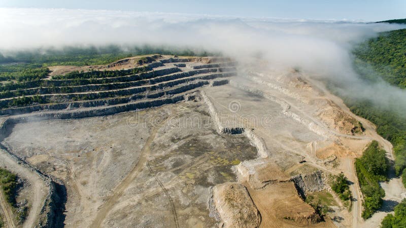 Stone Quarry. Aerial View Over the Building Materials Processing ...
