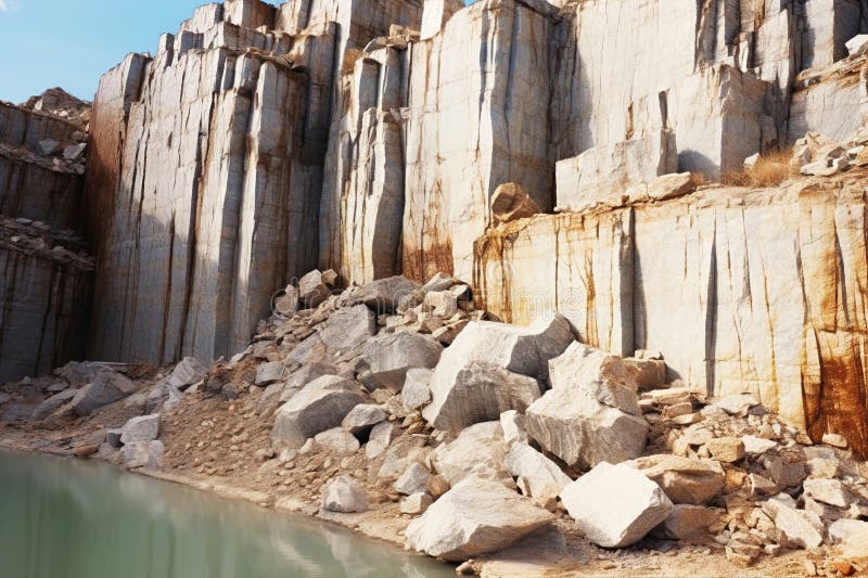 Stone Quarry. Generated by AI Stock Illustration - Illustration of rock ...