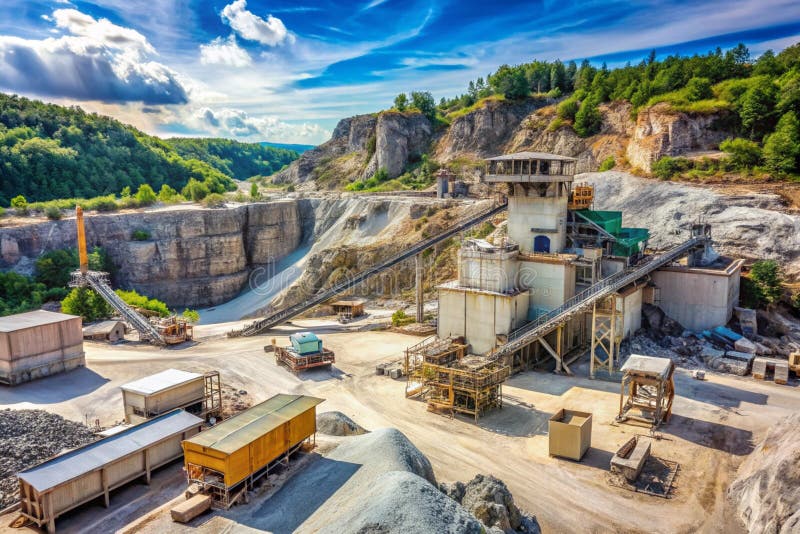 Stone Quarry Worksite stock illustration. Illustration of stone - 367166281