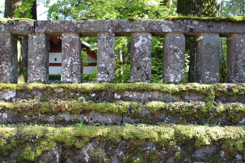 Stone Rail in a Religious Complex in Nikko - Japan Stock Photo - Image ...