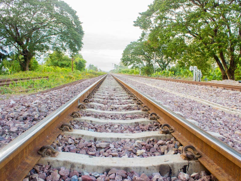 Stone on the Rail Way on the Morning with Copy Space Stock Image ...