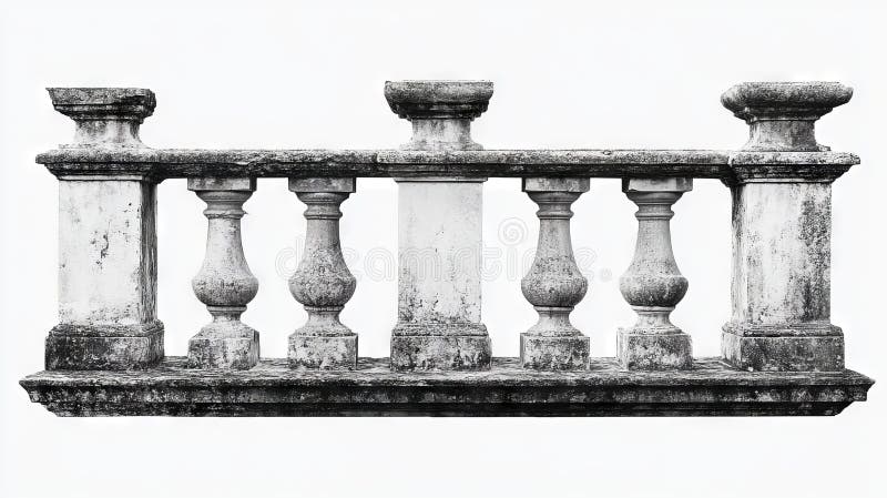 The Stone Railing is Isolated in Front of a Solid White Backdrop Stock ...
