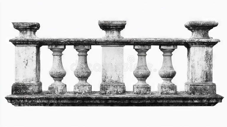 The Stone Railing is Isolated in Front of a Solid White Backdrop Stock ...