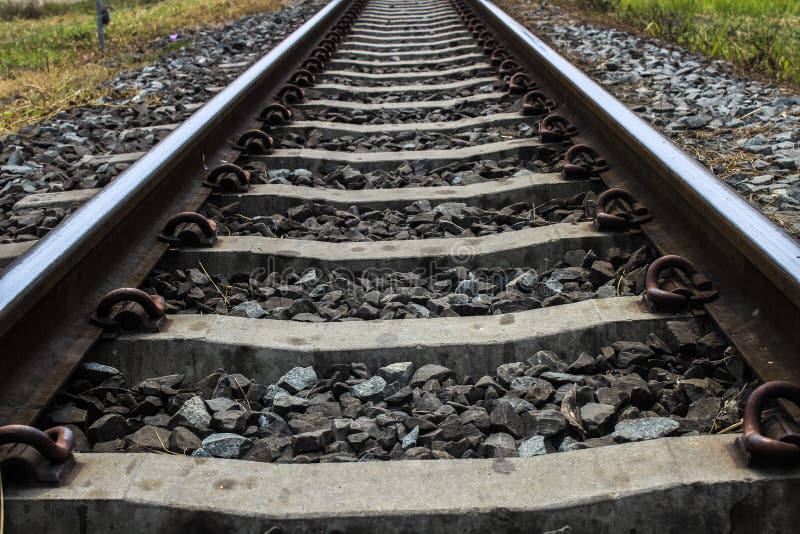 Stone and Railway Tracks Landscape Stock Photo - Image of green ...
