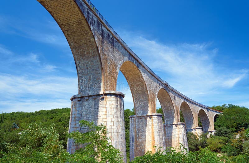 Stone Railway Viaduct Over River Ardeche Stock Photos - Free & Royalty ...