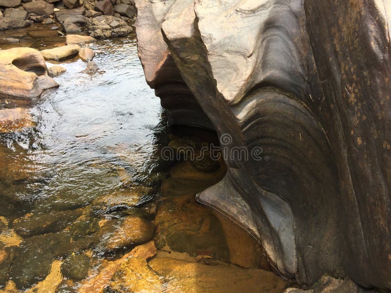 Stone with Random Cuts in the River Stock Image - Image of background ...