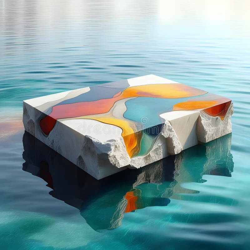 Stone Reflections Abstract Colors on Floating Podium Stock Illustration ...