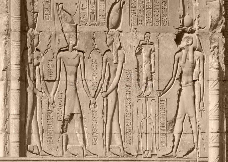 Stone Relief at Chnum Temple Stock Photo - Image of monument, egyptian ...