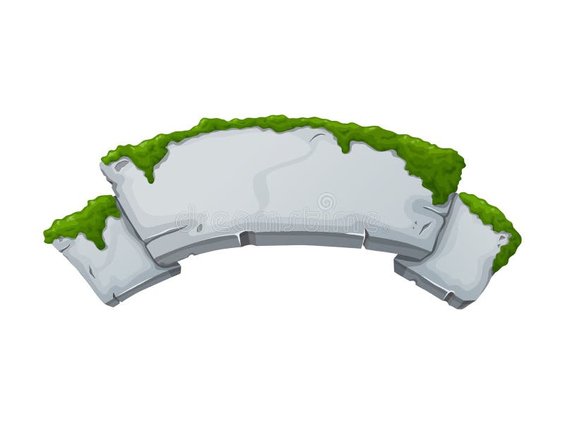 Stone Ribbon Set. Stone Banner Elements for Game and Web in Cartoon ...