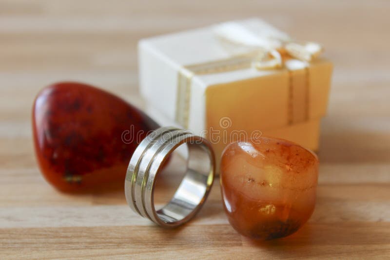Stone, Ring and Box on Desk Stock Photo - Image of luxury, gems: 118429604