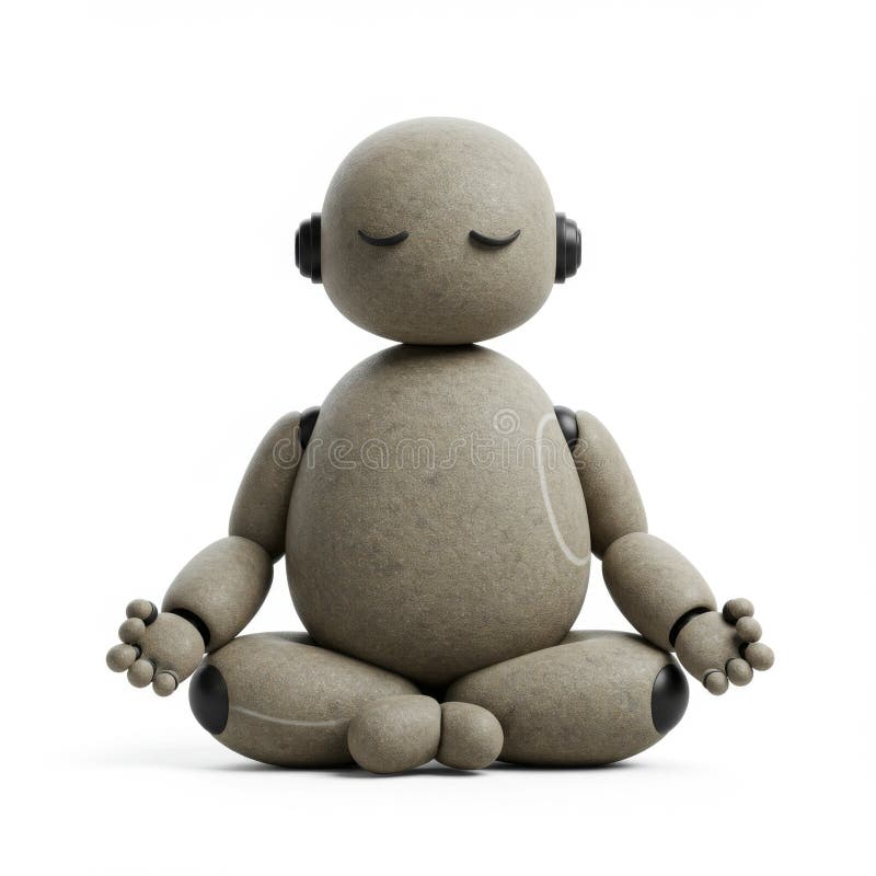Stone Robot in Meditation Pose Stock Illustration - Illustration of ...