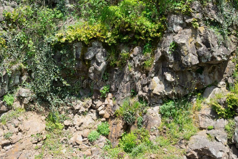 Stone Rock Overgrown with Grass. Mountainous Area Stock Photo - Image ...