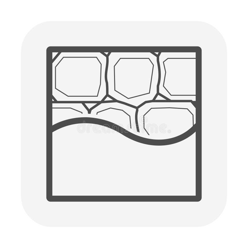 Stone or Rock Brick Block Wall and Plastering Vector Icon in ...