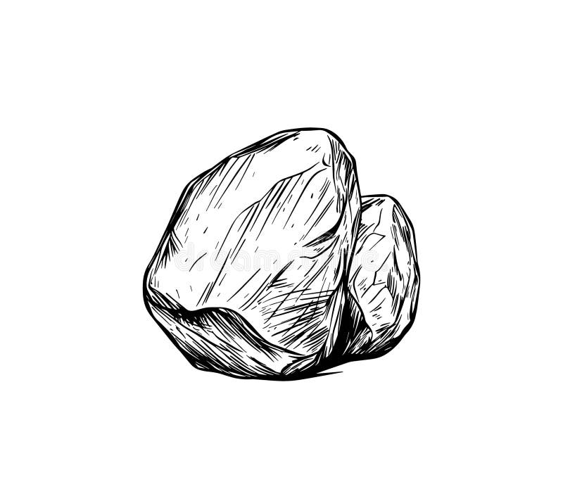 Stone, Rock Hand-drawn Illustration Stock Vector - Illustration of ...