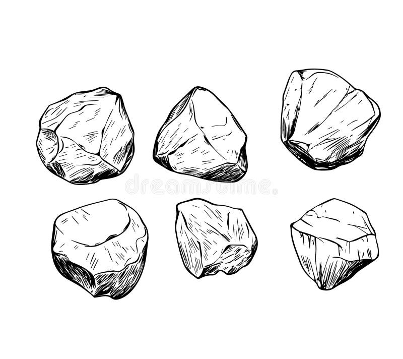 Stone, Rock Hand-drawn Illustration Stock Vector - Illustration of ...