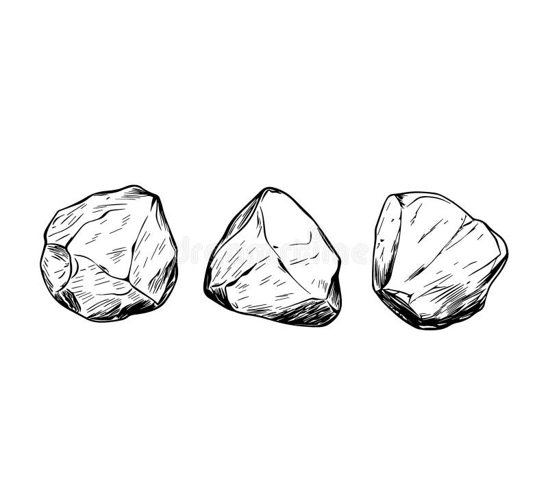 Stone, Rock Hand-drawn Illustration Stock Vector - Illustration of ...