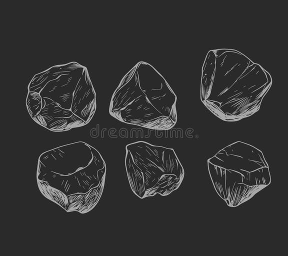 Stone, Rock Hand-drawn Illustration Stock Vector - Illustration of ...