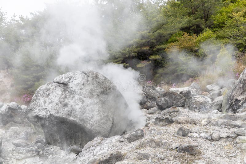 Stone or Rock with Hell Hot Springs Located at Active Volcano Mountain ...