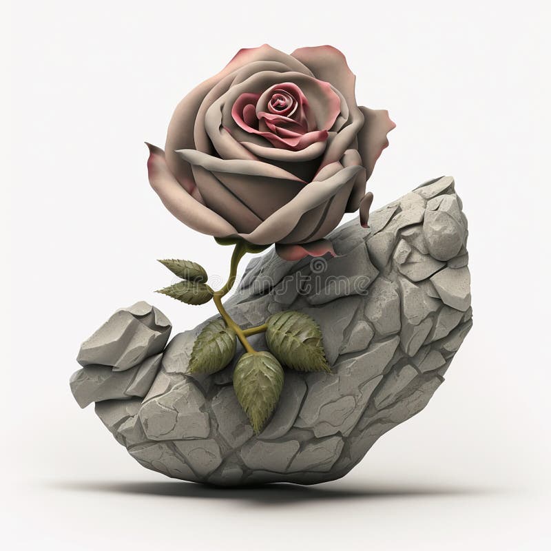 Stone Rose Unusual Illustration Creative Flower Background Stock ...