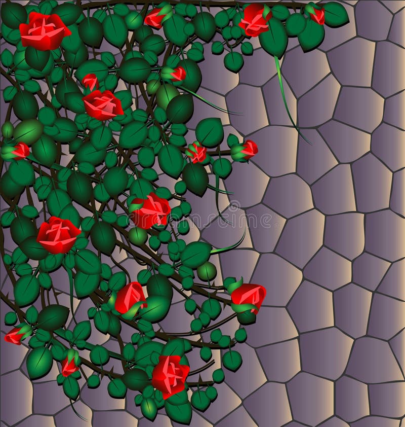 Stone and roses stock vector. Illustration of design - 18328962