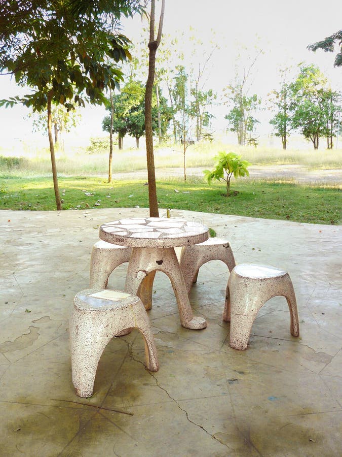 Stone Round Chairs and Round Table Stock Image - Image of loneliness ...
