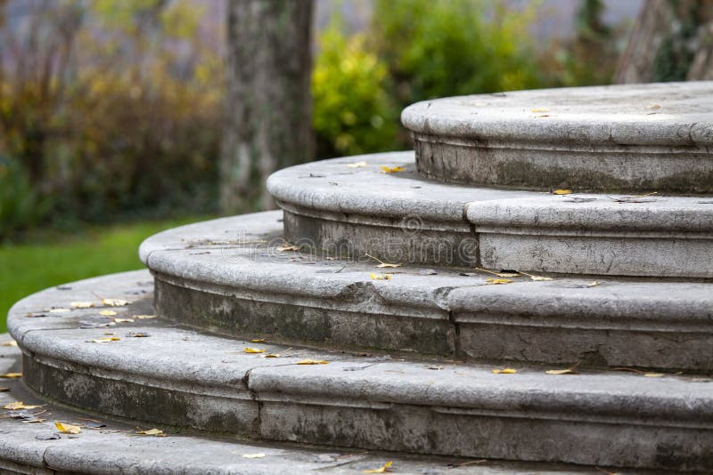 Stone Round Steps in Front of an Old Building Stock Photo - Image of ...