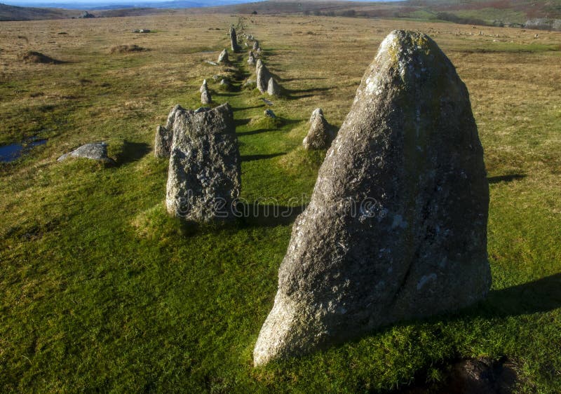 Merrivale Stone Rows & Circles -Devon Uk Stock Photo - Image of ruins ...