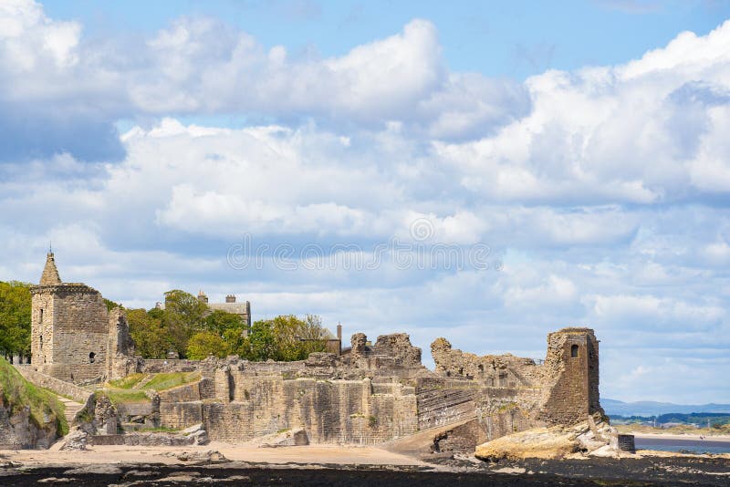 The Ruins of St. Andrews Castle in Fife in Scotland Stock Image - Image ...