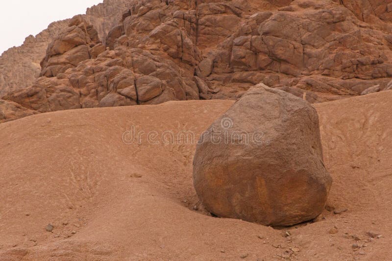 Stone in Sand at Mountain Range on Sinai Peninsula Stock Photo - Image ...
