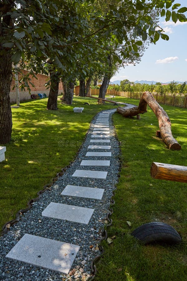 Trail path in courtyard stock image. Image of countryside - 157469607