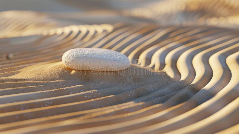 A Stone on Sandy Waves. AI Generated Stock Photo - Image of gold ...