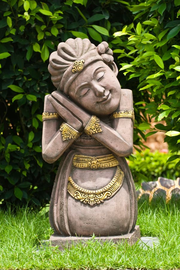 Stone Sculpture of an Asian Lady Stock Image - Image of shadow, face ...