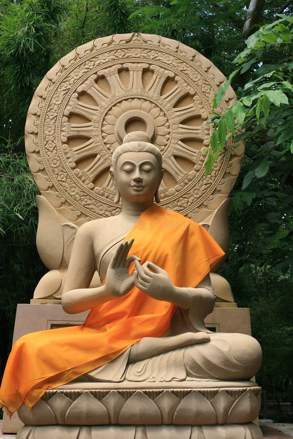 Stone Sculpture of Buddha with Hand Sign Stock Photo - Image of ...