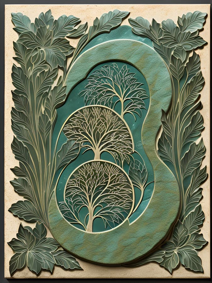 Stone Sculpture Relief Art Decorative Painting Stock Illustration ...