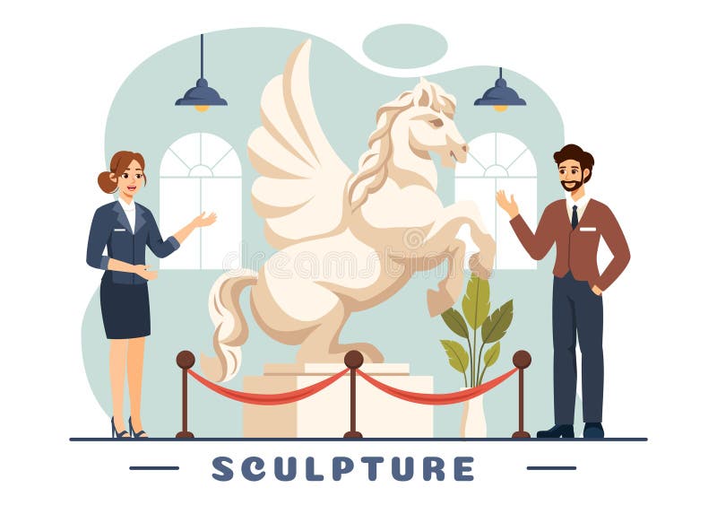 Stone Sculpture Vector Illustration Featuring a Craftsman Carving a ...