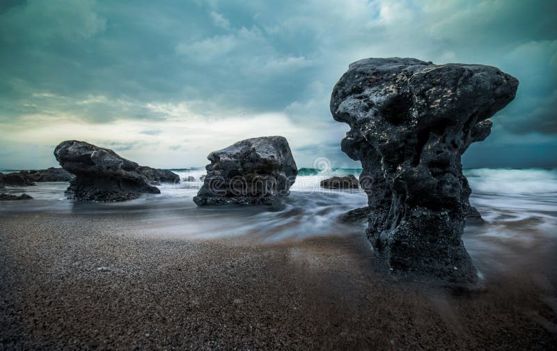 Stone Sculptures Formed by the Waves. Stock Photo - Image of idyllic ...