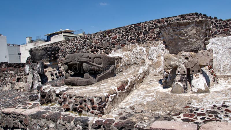 Sculptures in the Templo Mayor in Mexico City Stock Photo - Image of ...