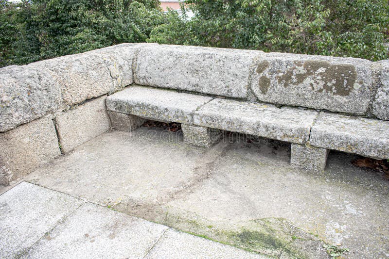 Stone Seat Built on the Side of a Roman Bridge, in Merida, Spain Stock ...