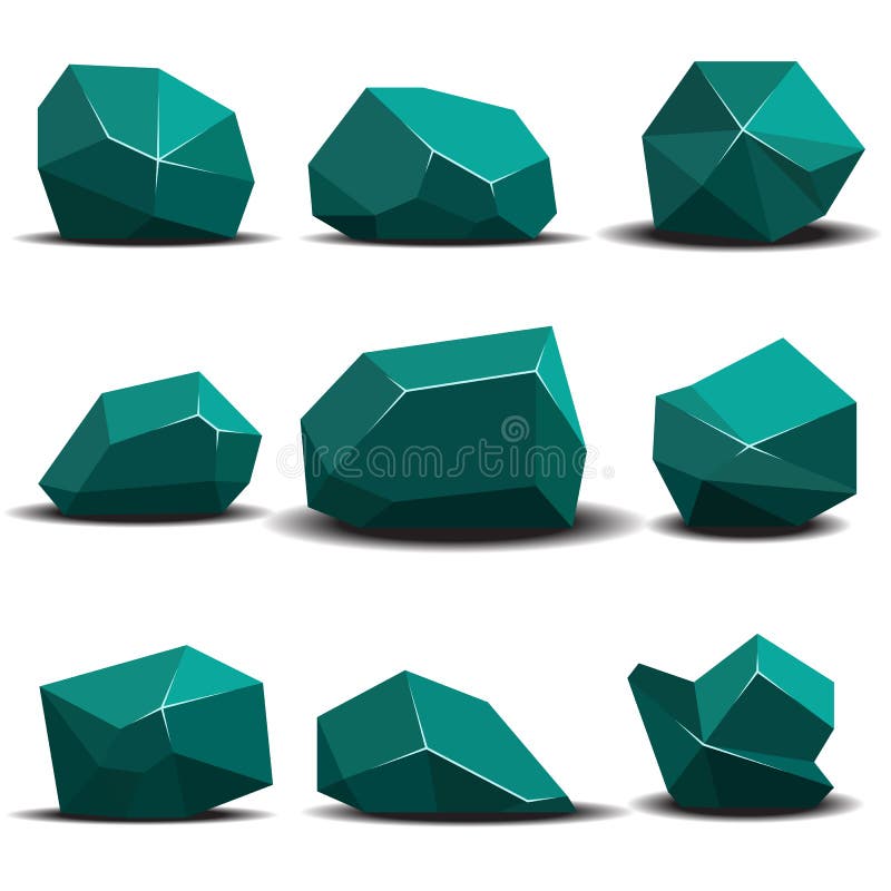 Stone Set in Cartoon Style. Set of Different Boulders Stock Vector ...