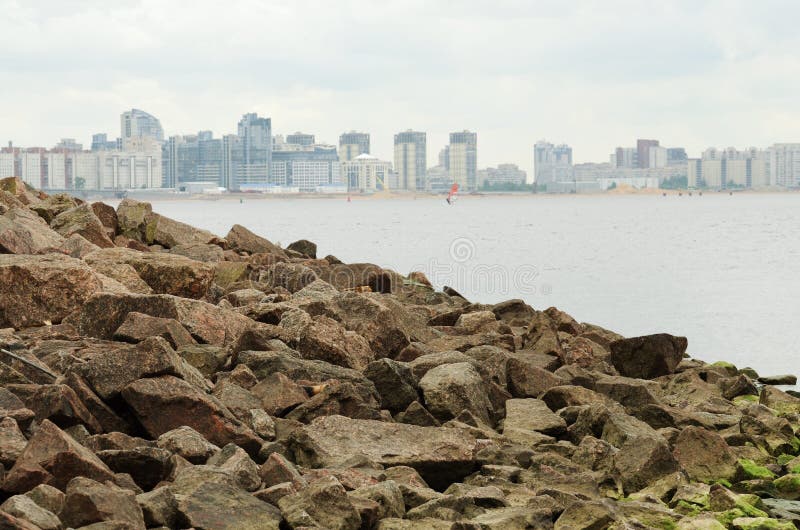 Stone on the Shore of the Bay. Stock Photo - Image of landscape ...