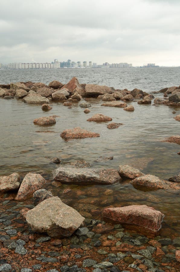 Stone on the Shore of the Bay. Stock Photo - Image of water, stone ...