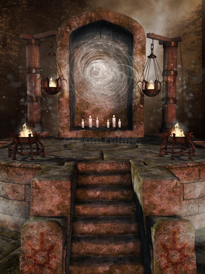 Stone shrine with burners stock illustration. Illustration of ...